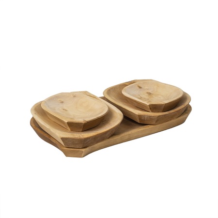 Set platou rustic 5 piese din lemn - eMAG.ro