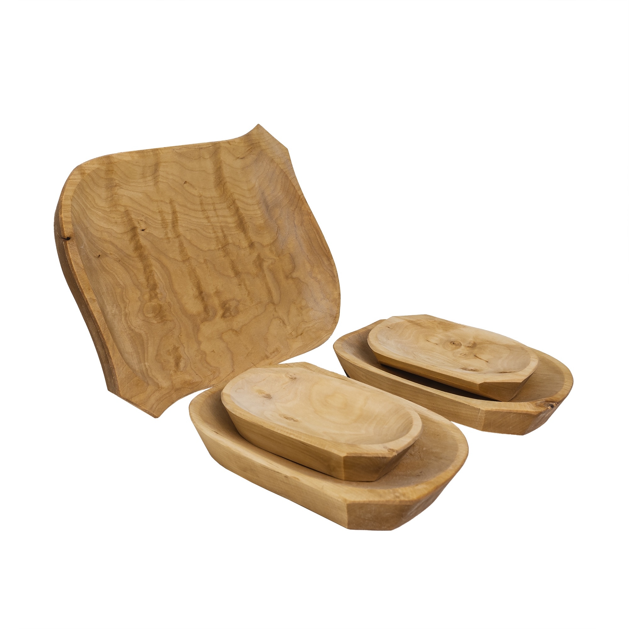 Set platou rustic 5 piese din lemn - eMAG.ro