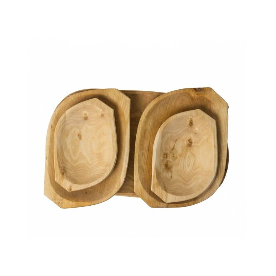 Set platou rustic 5 piese din lemn - eMAG.ro