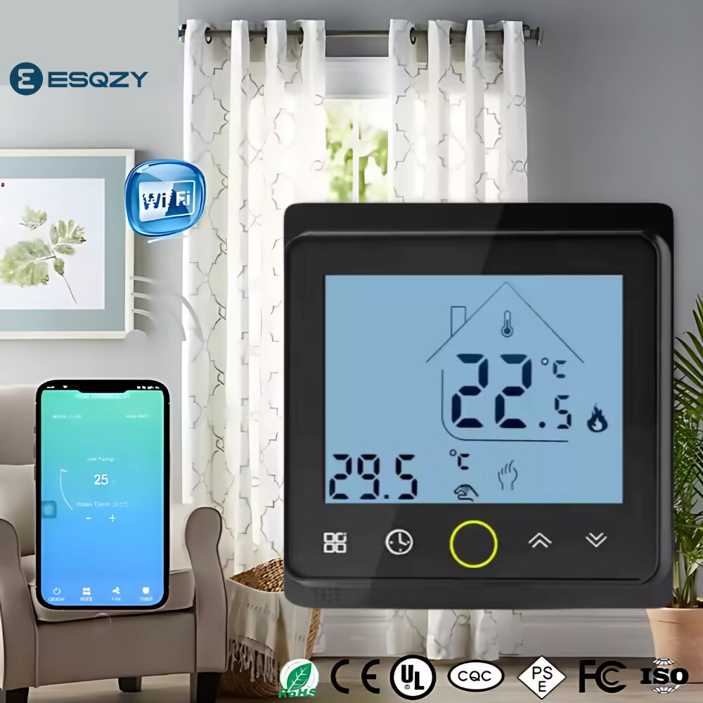Termostat Smart Incalzire Centrala ESQZY® AC603F-WIFI, Control ...