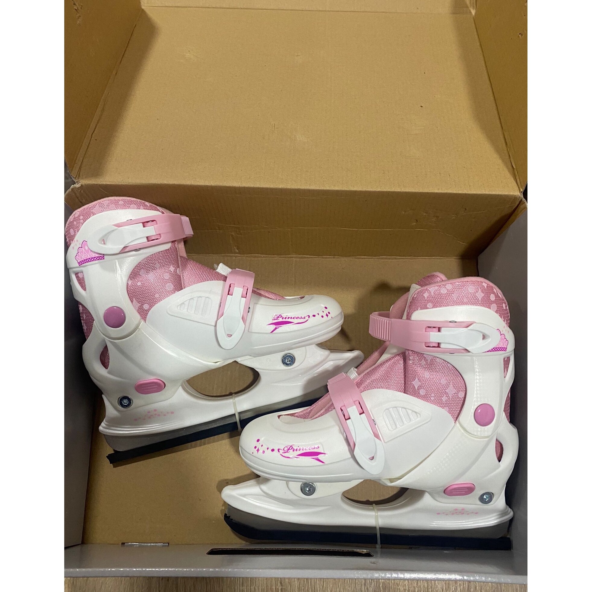 Patine de gheata reglabile Ontario pentru copii marime 32-35 Alb/Roz ...