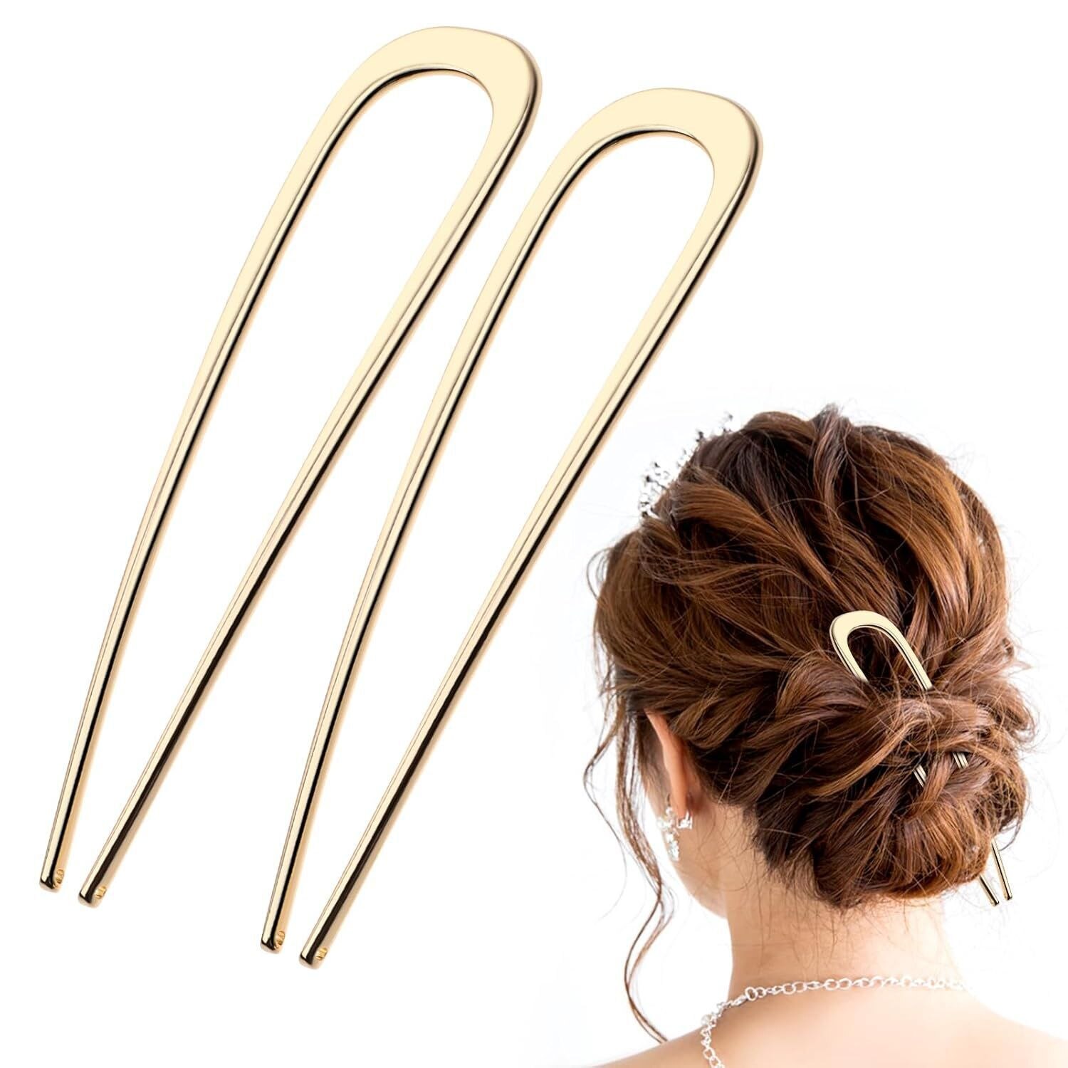 Set 2 U-Shaped agrafa de par metalica kitsch franceza pentru femei ...