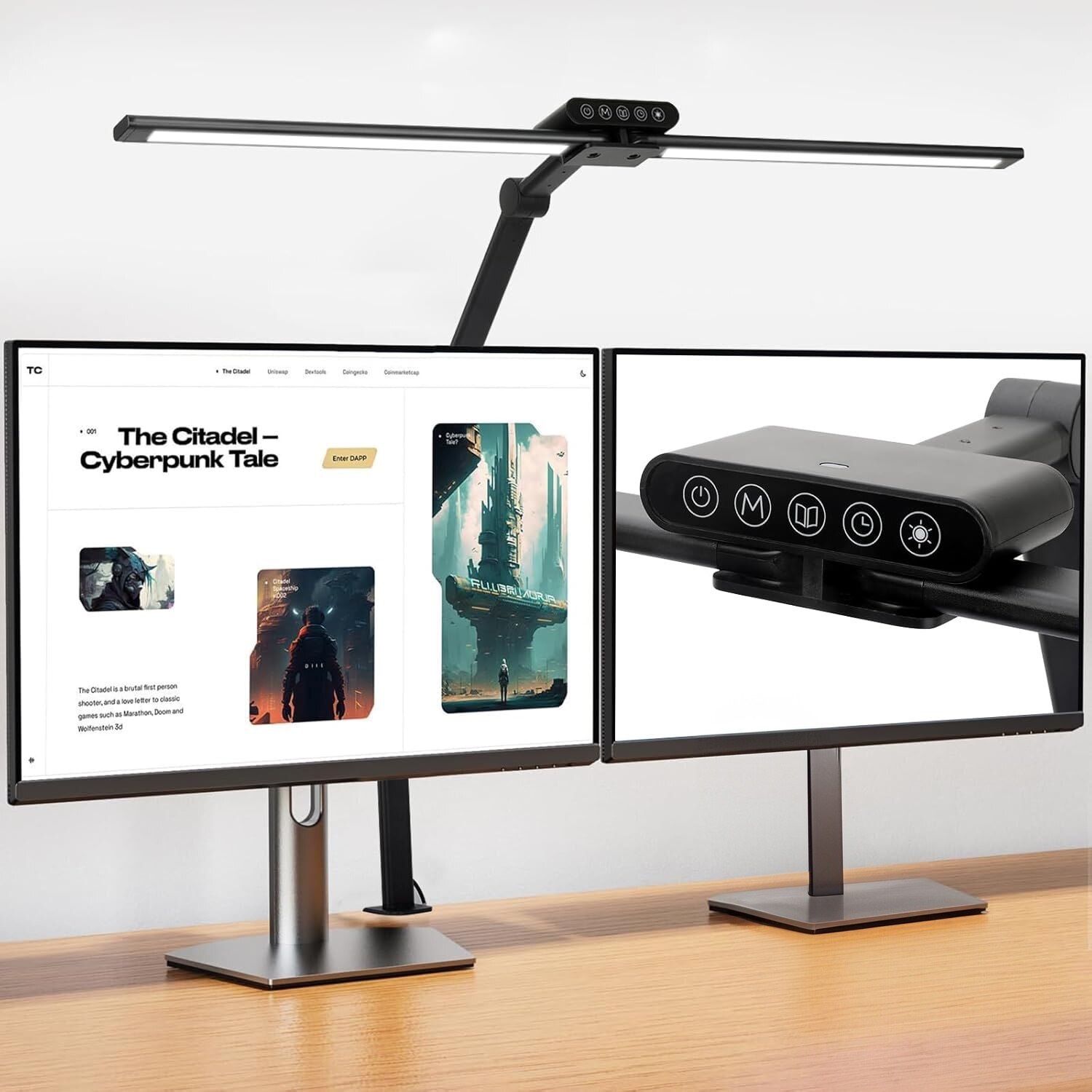 Lampa de birou si masa de lucru rotativa, cu 2 brate extensibile ...