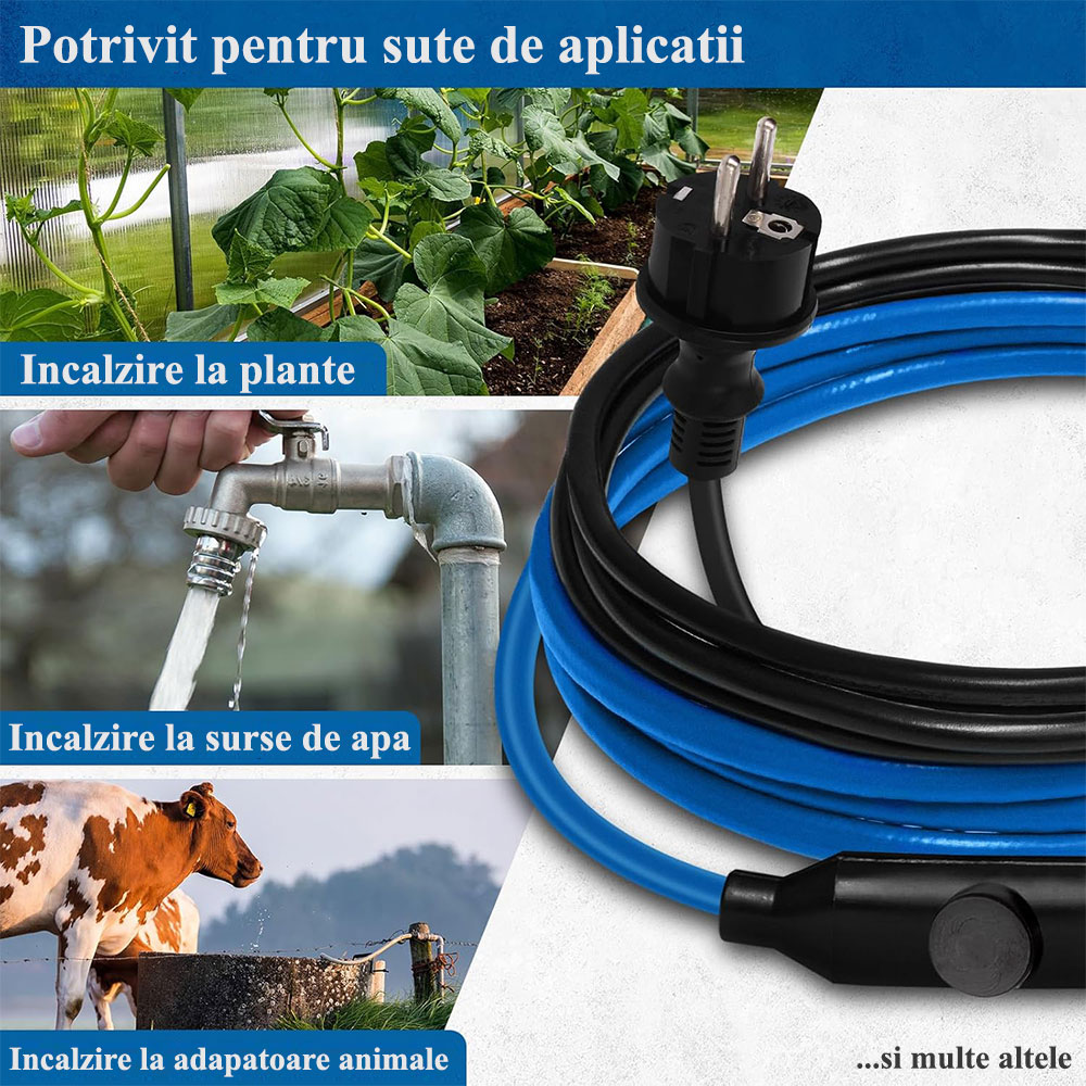 Cablu anti inghet cu termostat 2ML, protectie impotriva inghetului ...