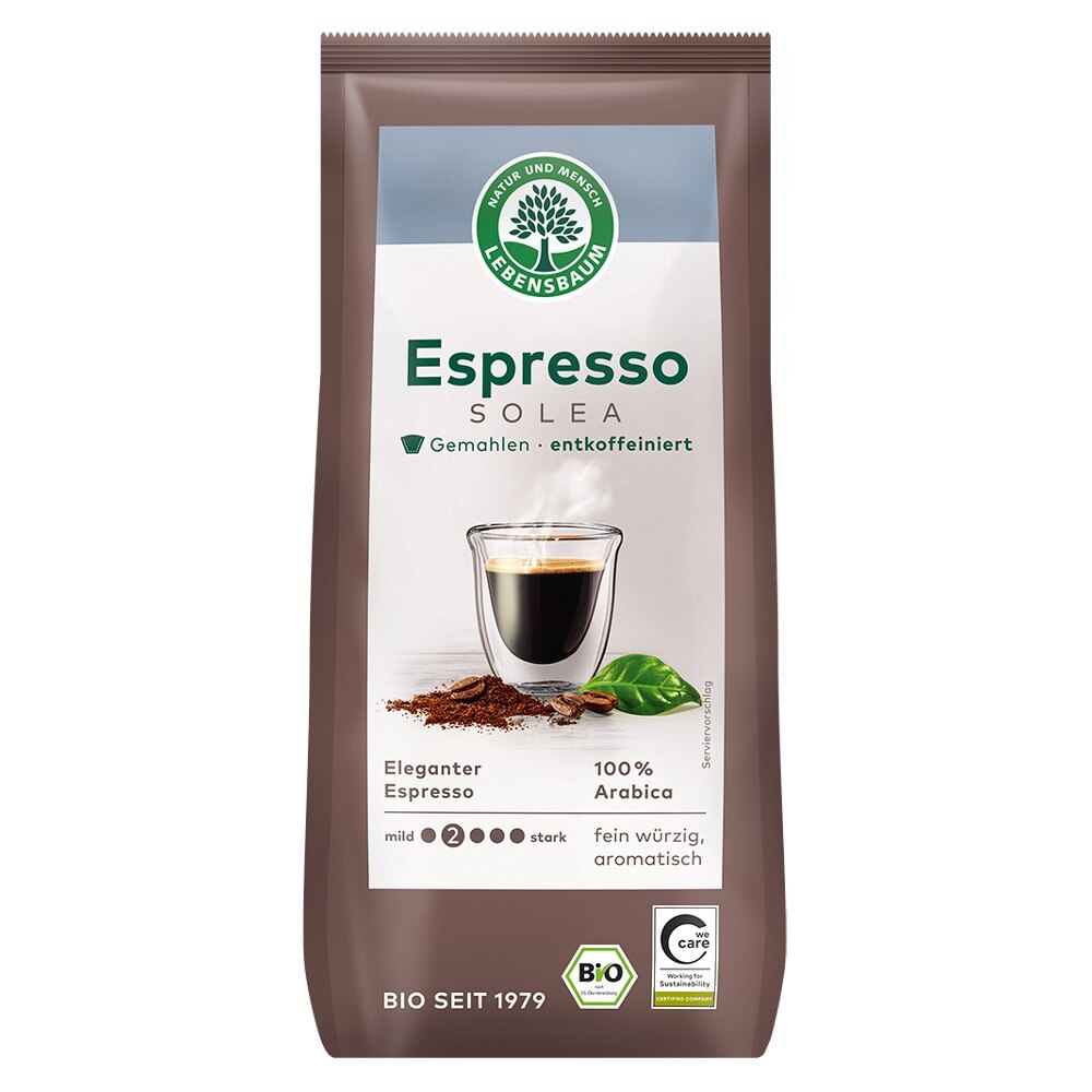 Cafea Solea espresso macinata decofeinizata bio, 250g, Lebensbaum - eMAG.ro