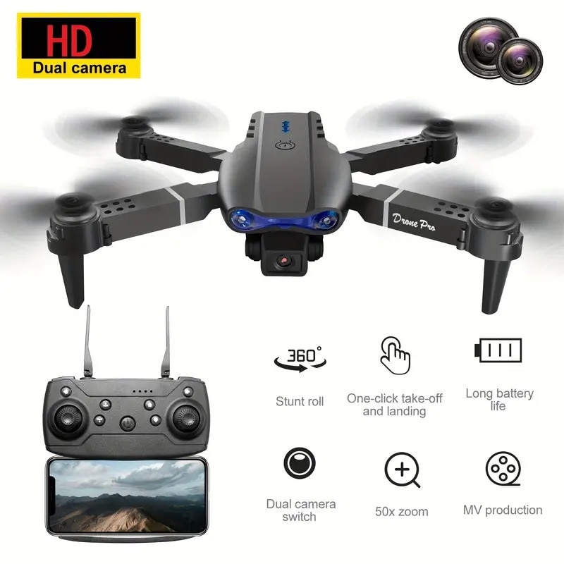 Drona cu telecomanda Nicerpro, kit, camera duala, 1080p, USB, 36V, 240g ...