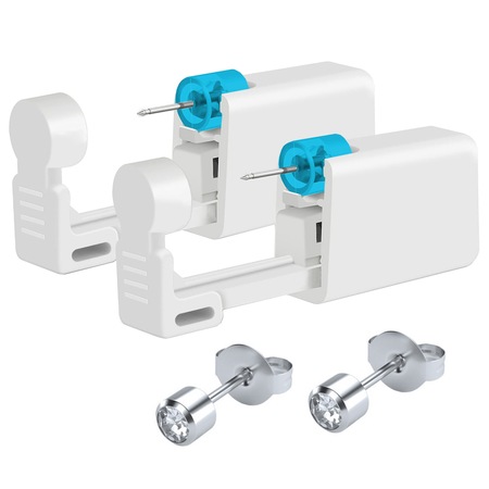 Set 2 Dispozitiv pentru dat gauri in urechi cu cercel atraumatic otel ...