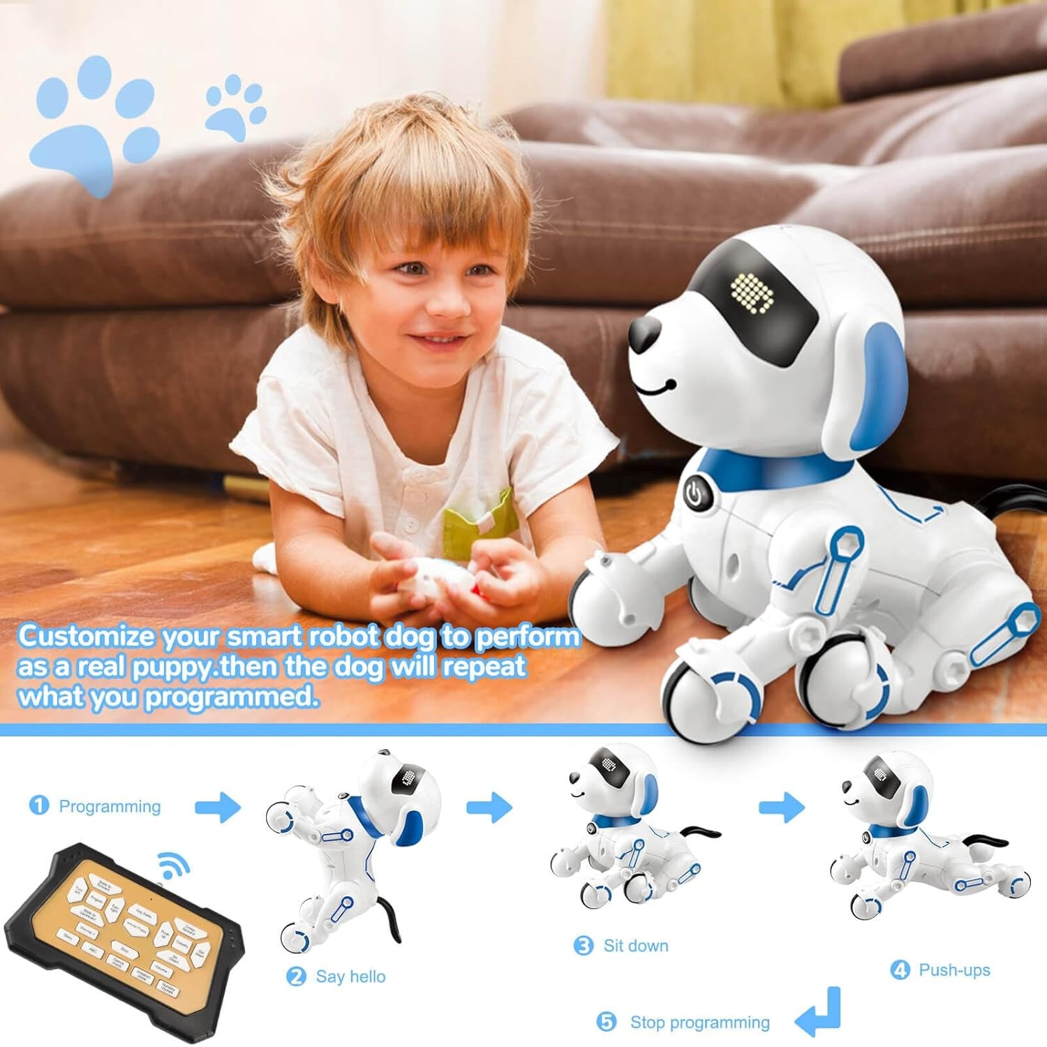 Robot inteligent cu telecomanda, Puepoul, Multifunctional, 3 ani+ ...