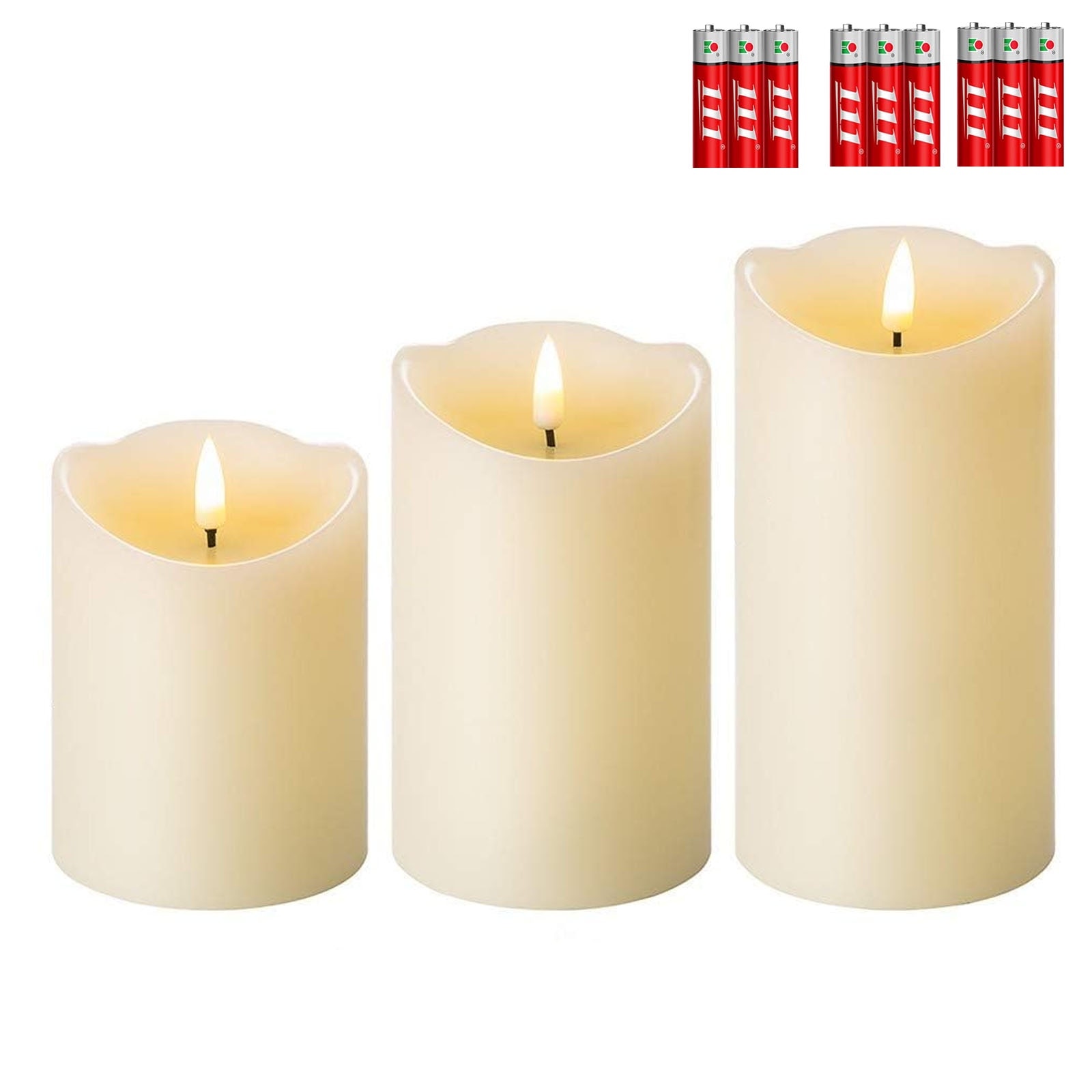 3 db lángmentes gyertya készlet, SINBINTA, 3 db LED gyertya készlet ...