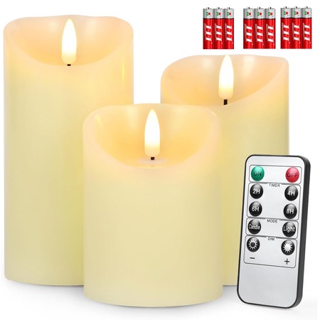 3 db lángmentes gyertya készlet a SINBINTA-tól, 3 db LED-es gyertya ...