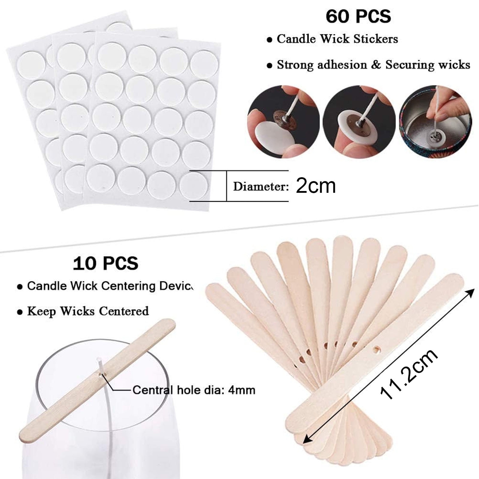 Set bucati fitil pentru fabriecare lumanari din bumbac, SINBINTA, Set ...
