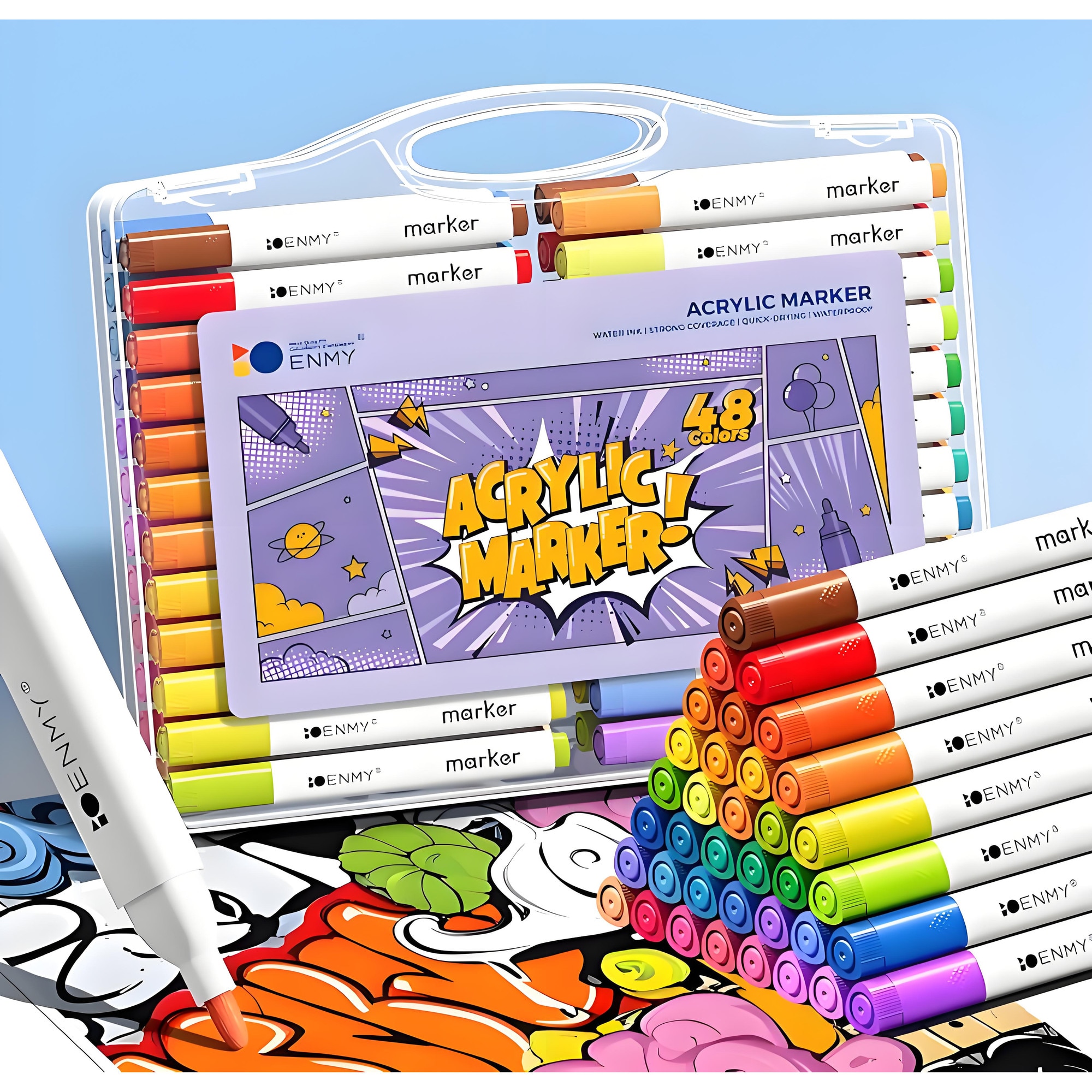 Set de 48 Carioci Markere cu Vopsea Acrilica – Markere Premium ...