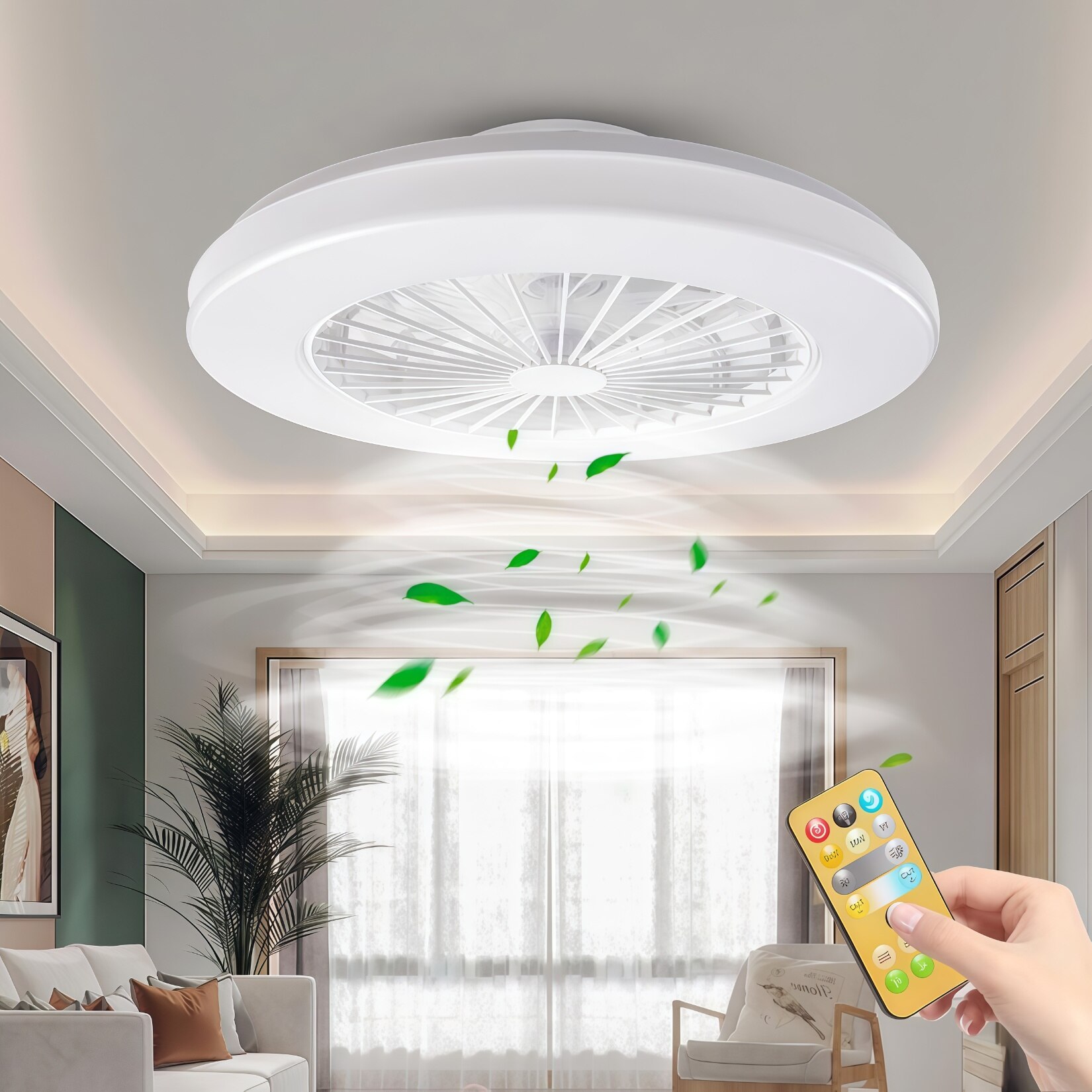 Ventilator de tavan cu iluminare LED, Wacorresi, multifunctional ...