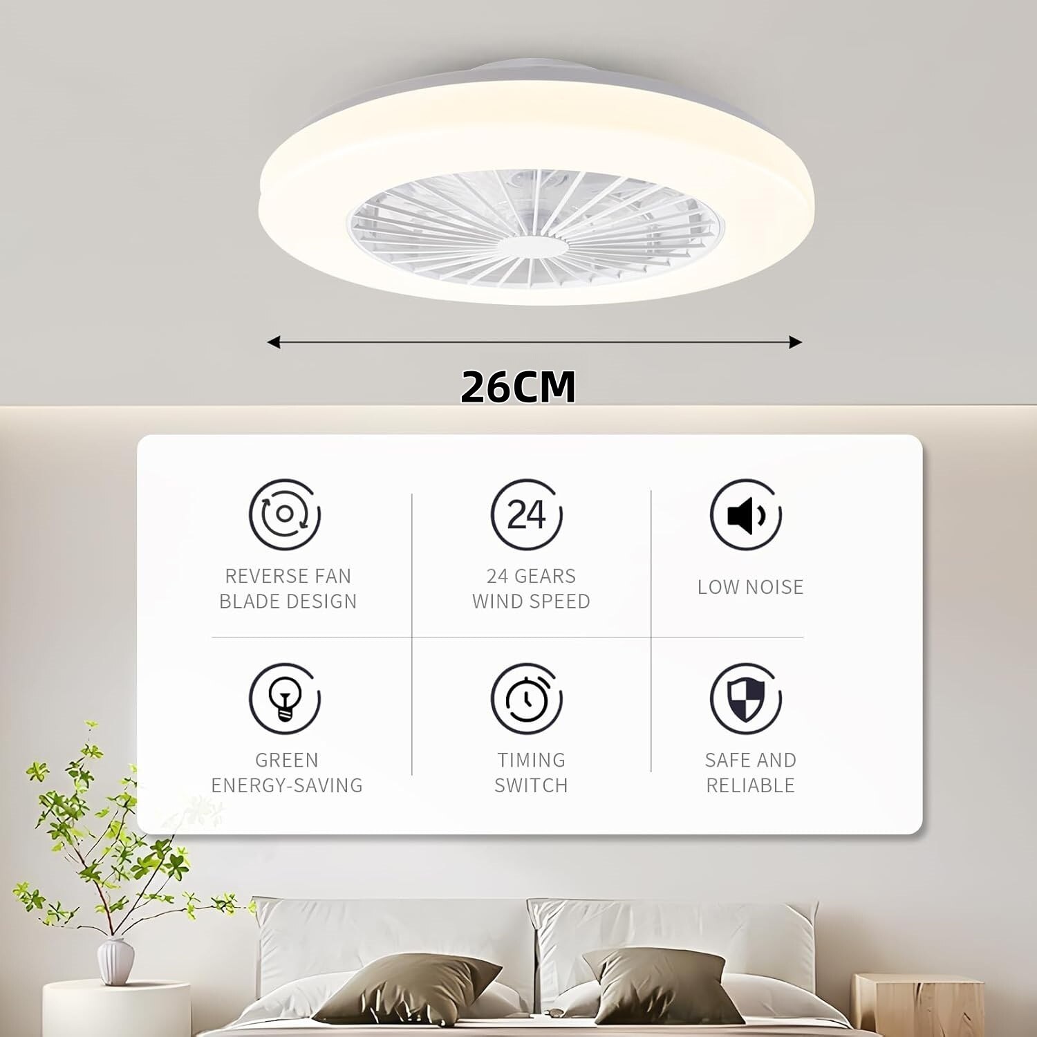 Ventilator de tavan cu iluminare LED, Wacorresi, multifunctional ...