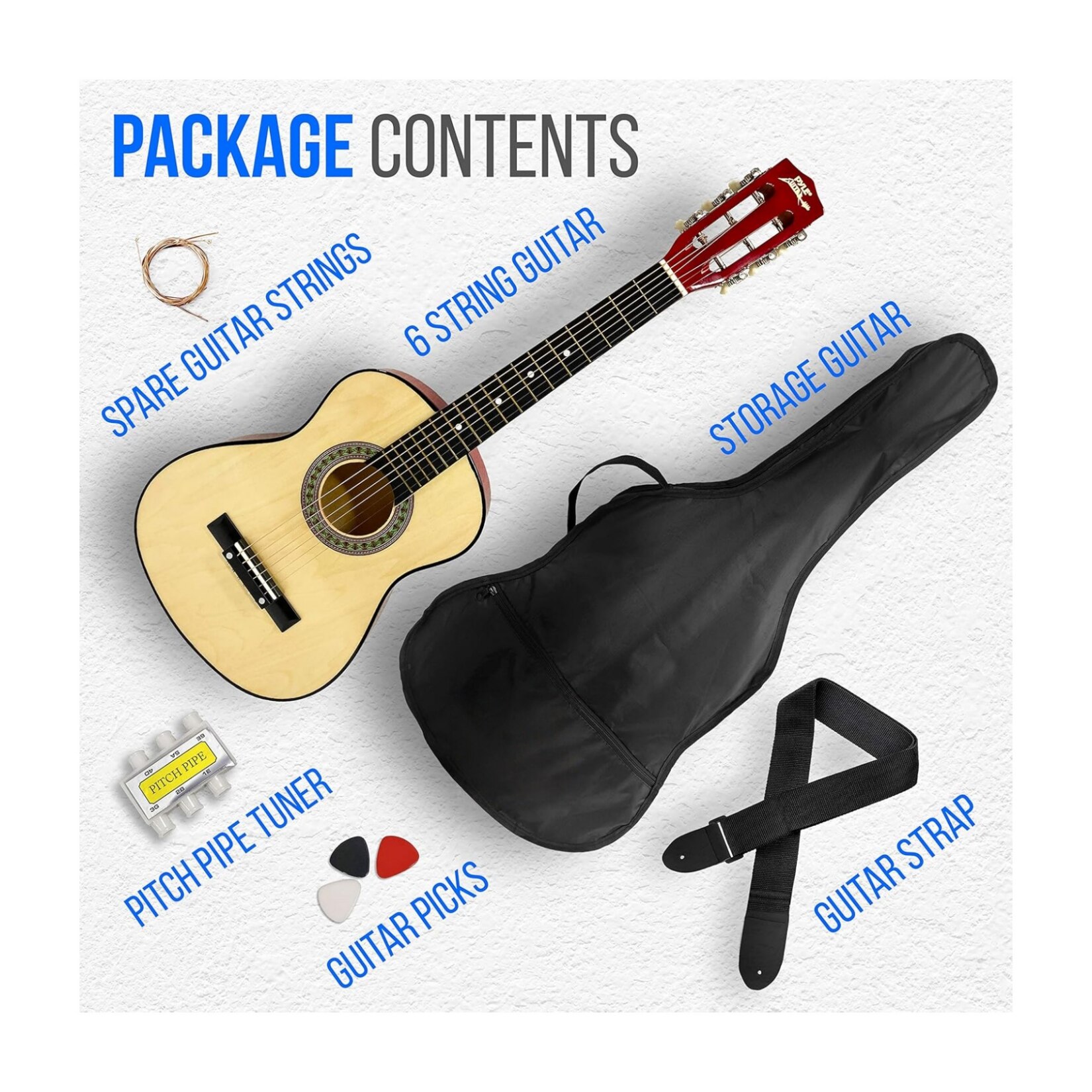 Chitara clasica din lemn, RorAem, cu Mini chitara acustica, cu 6 Corzi reale reglabile lemn ...