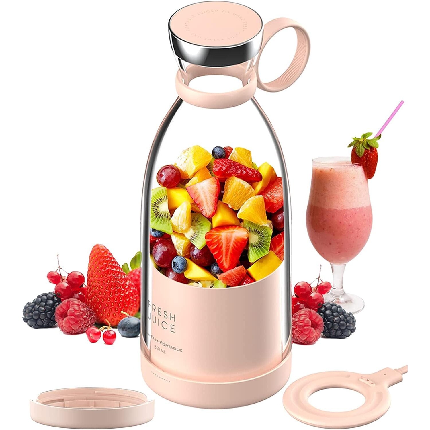 Blender Blender, mini blender portabil de 350 ml, sticla blender pentru ...