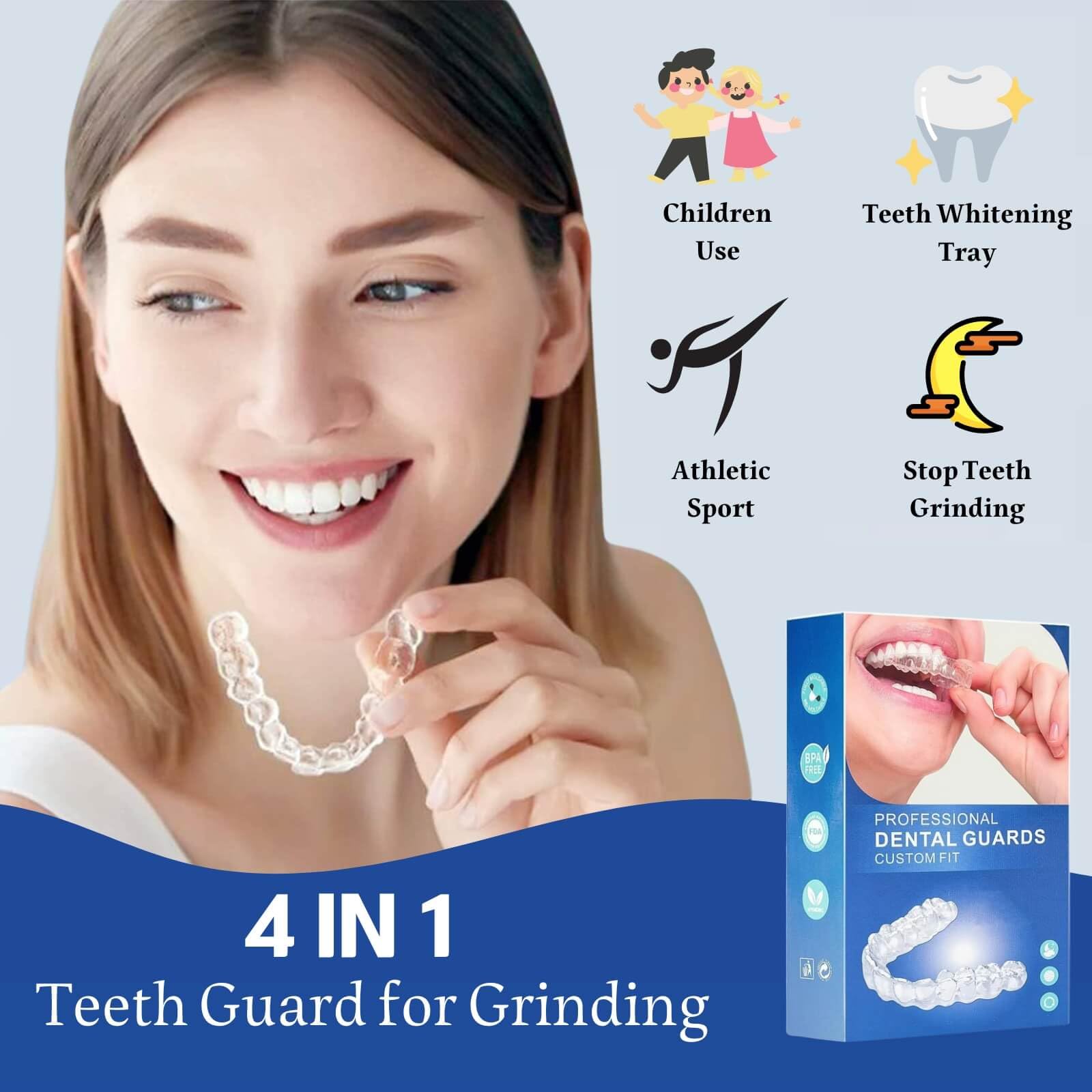 Set 4 gutiere reutilizabile pentru bruxism, protectie dentara de noapte ...