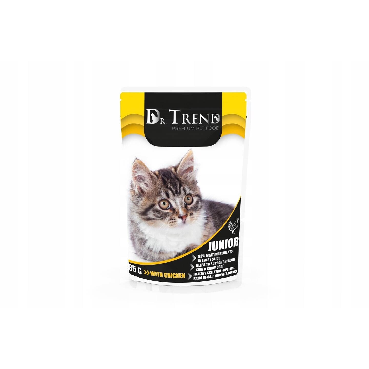 Hrana umeda completa Dr. Trend Premium pentru pisoi - Pui, 85g - eMAG.ro