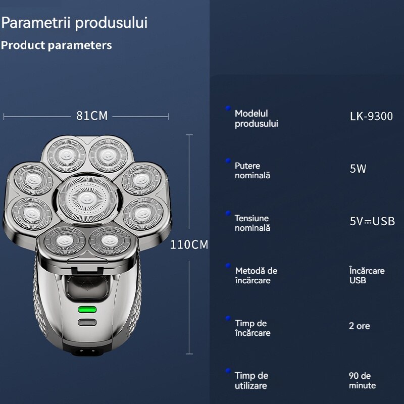 Aparat de ras Profesional 9D pentru barbati, Fudisenn®, cu 9 lame ...