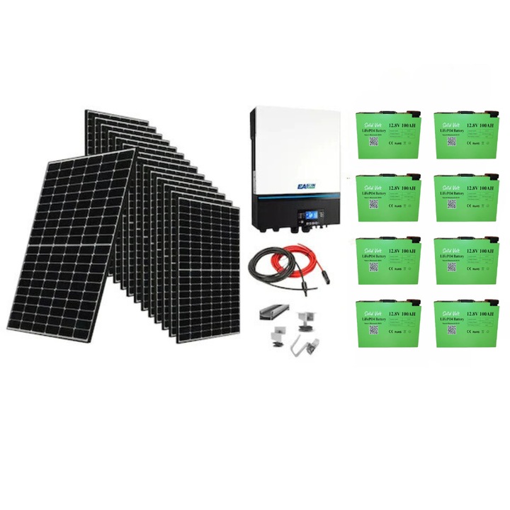 Sistem solar off grid kit complet 11 KW instalat panouri fotovoltaice ...