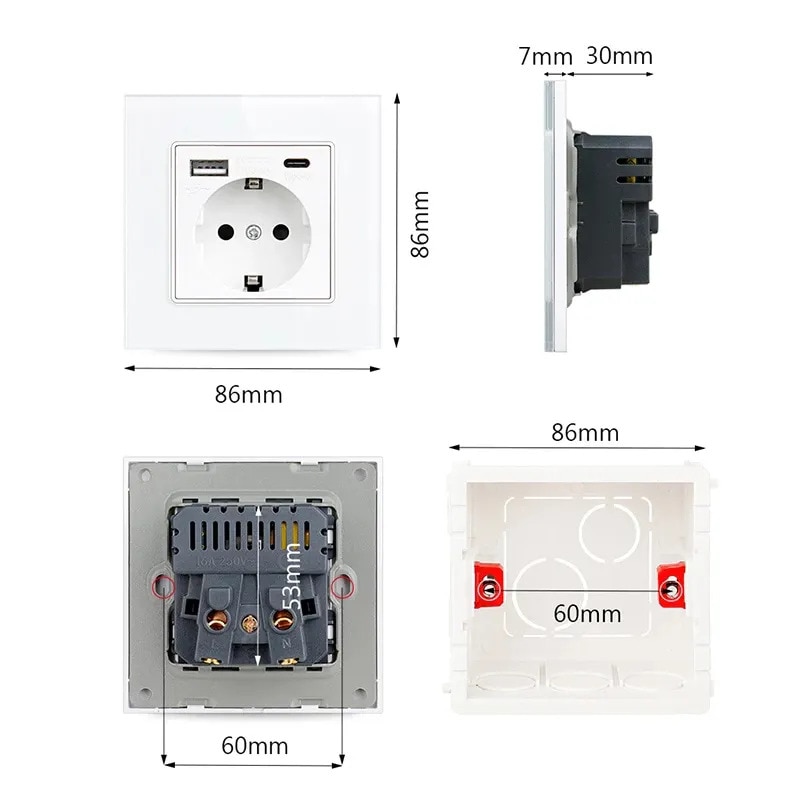 Priza schuko mixta, cu USB-USB C, Alba - eMAG.ro