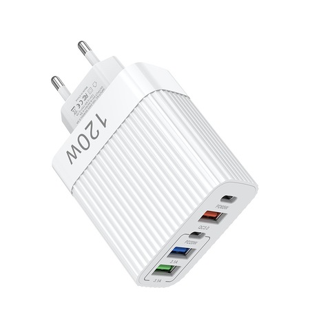 Incarcator telefon si tableta, 120W, 3USB+2PD, alb - eMAG.ro