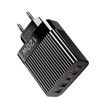Incarcator telefon si tableta, 120W, 3USB+2PD, negru - eMAG.ro