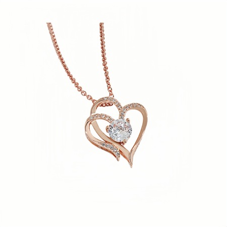 Colier inima aurie roz cu zirconii, 48cm - eMAG.ro