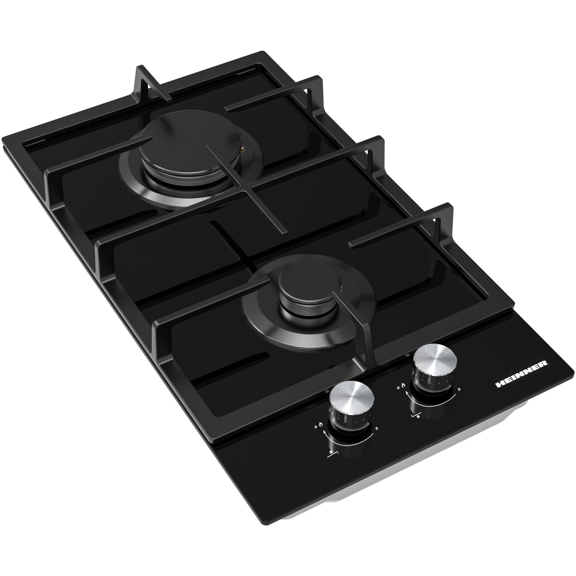Plita incorporabila Heinner HBH-M302FGBK, Gaz, 2 arzatoare, Gratar ...