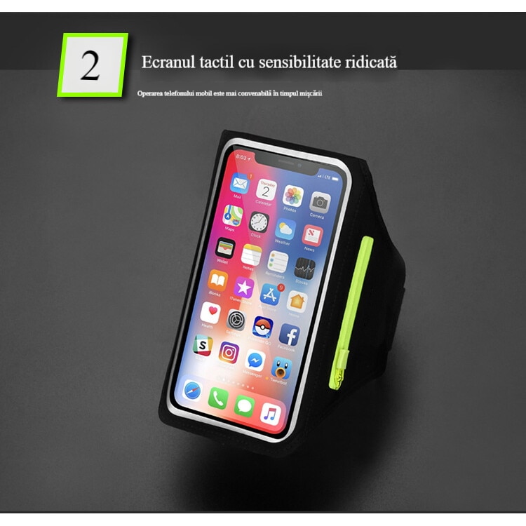 Husa telefon sport cu 2 buzunare, 6.8'', ajustabila, impermeabila ...
