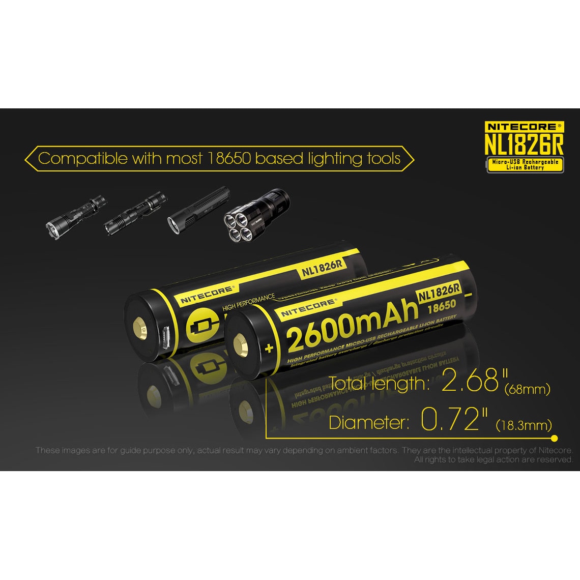 Acumulator Nitecore NL1826R, 18650 Litiu-Ion 2600 mAh, PCB ...