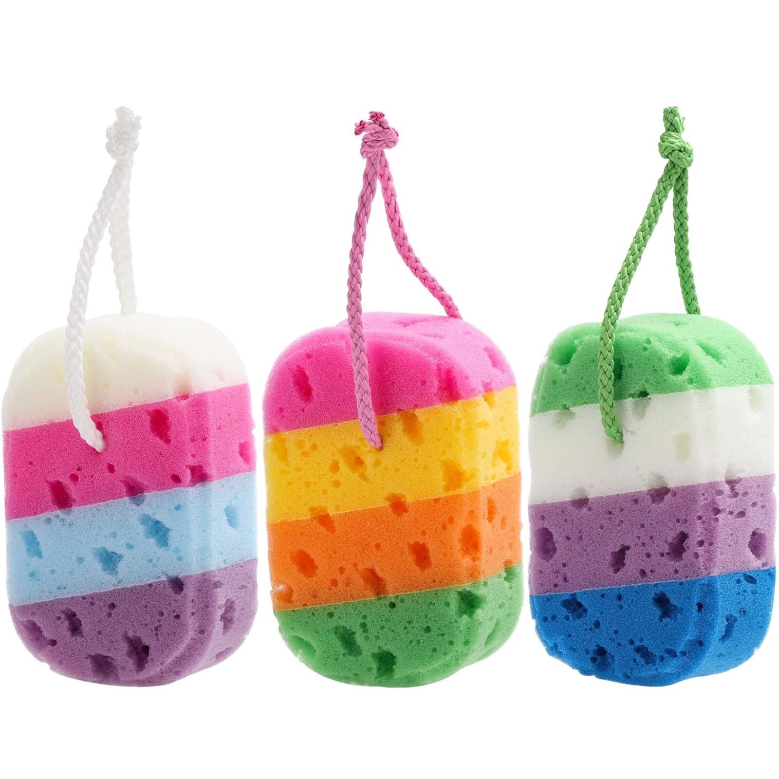 Burete de baie pentru masaj, Hggzeg, Set 3 burete de baie exfoliant ...