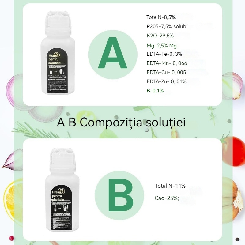 Set de 2 Fertilizator pentru plante, solutii A+B pentru sistemele ...