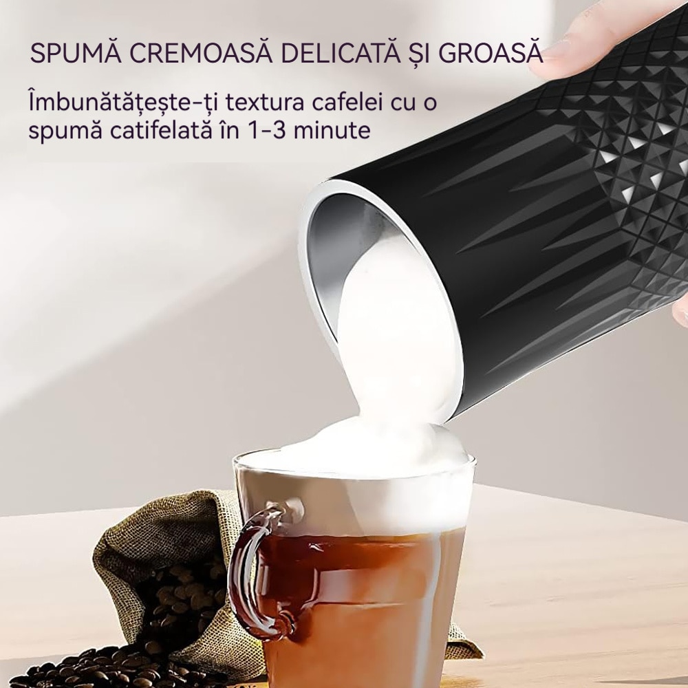 Aparat pentru spuma lapte 4 in 1, 400W, 240ml, otel inoxidabil, Control ...