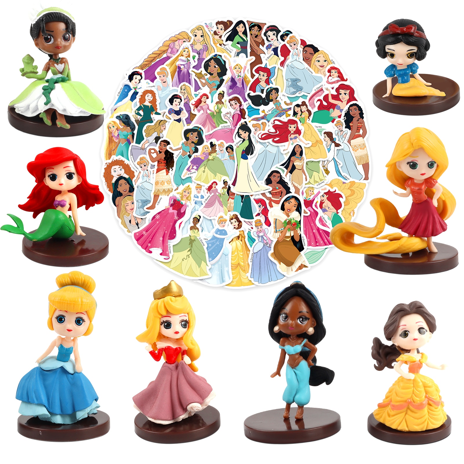 Set 8 figurine Printese + stickers Princess, figurina Tarta Printese ...