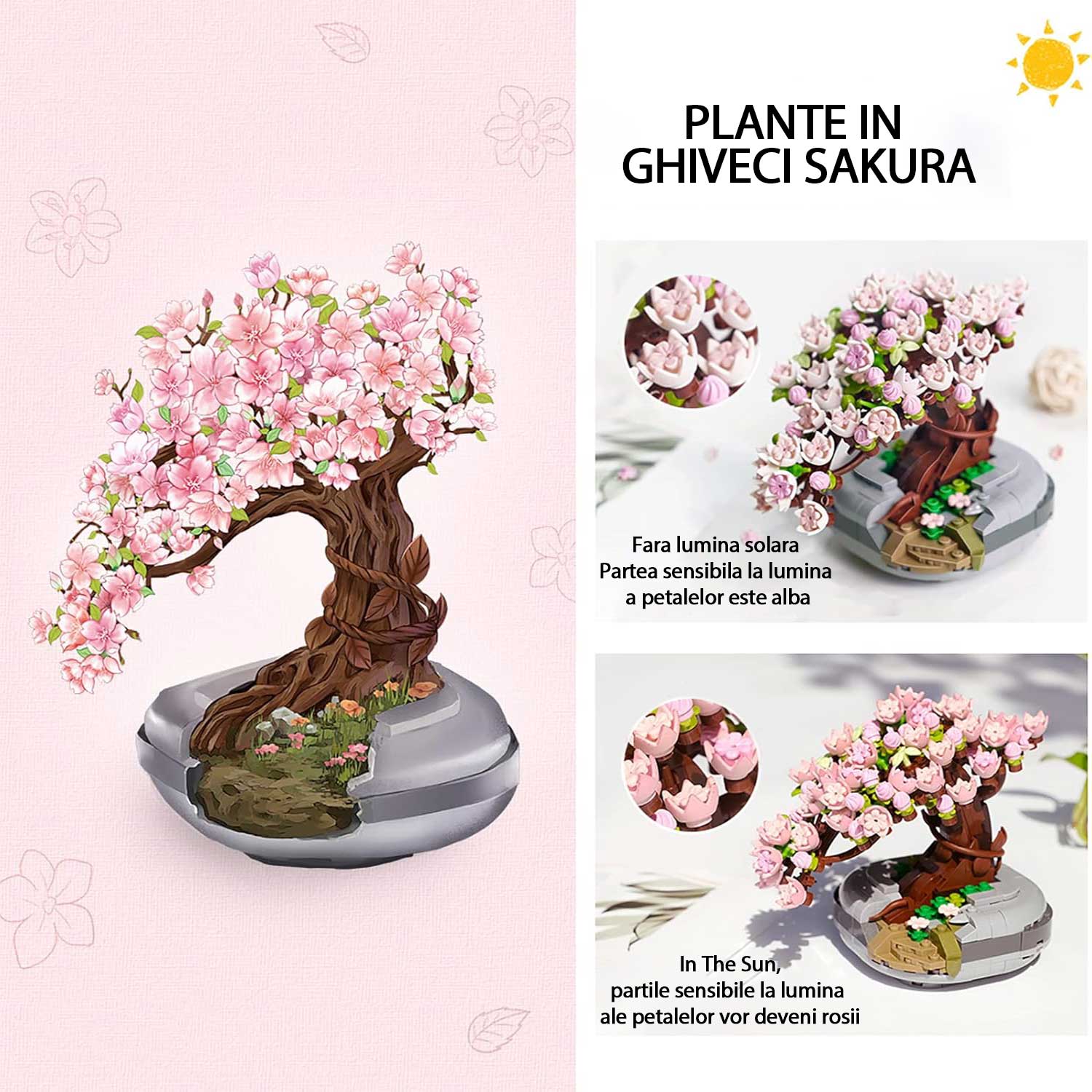 OUYLAF 426 части Mini Bonsai Sakura Tree Building Blocks Set, Направи ...
