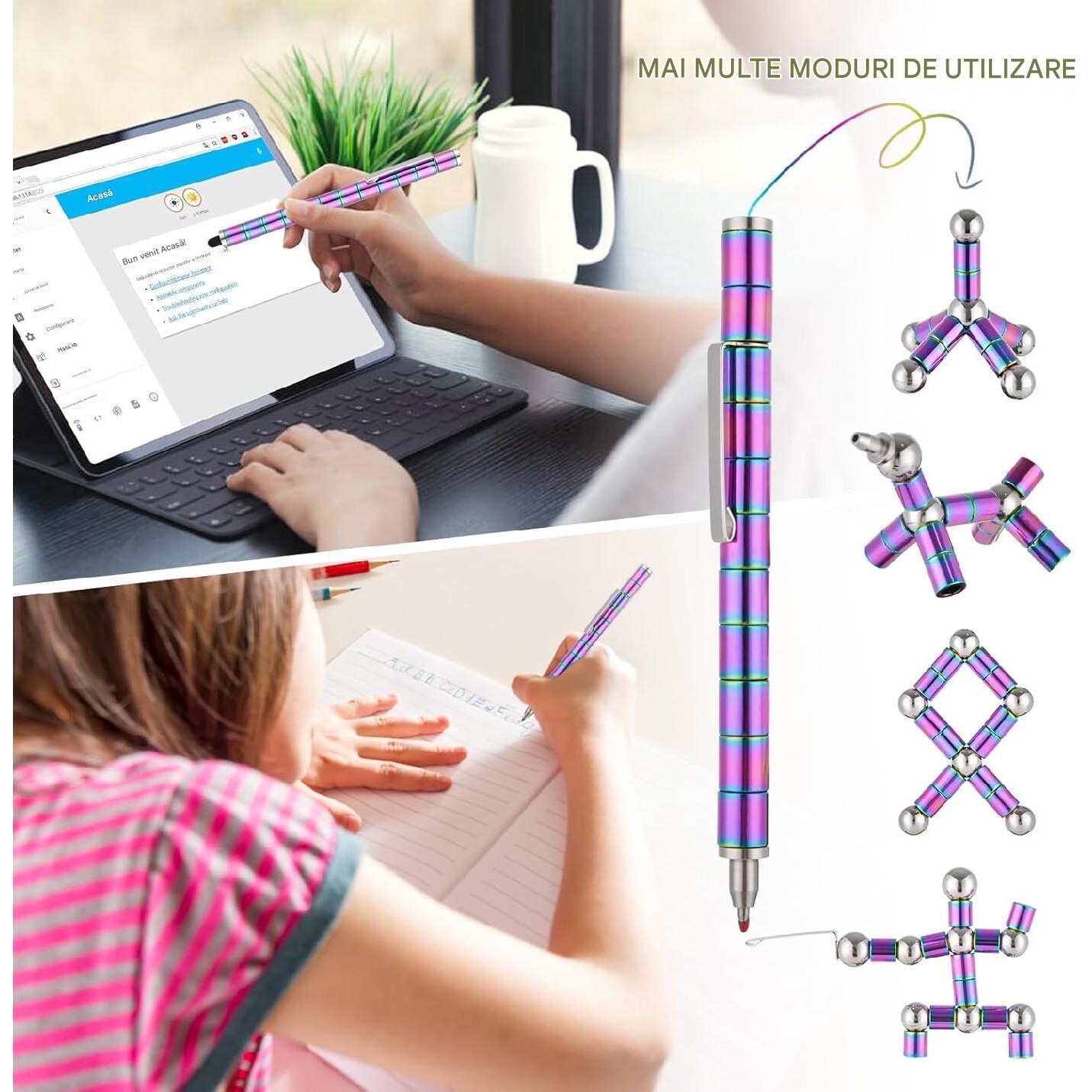 Pen Fidget-Pen magnetic de decompresie cu magneti Fidgets Stylus-Cel ...