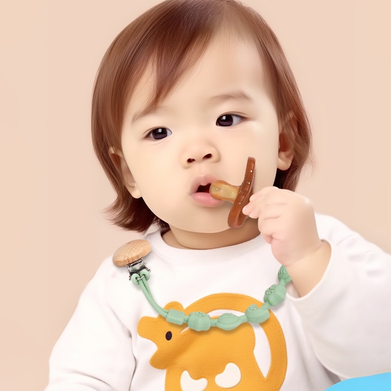 Lantisor pentru suzeta din silicon，Catarama din otel inoxidabil Anti ...