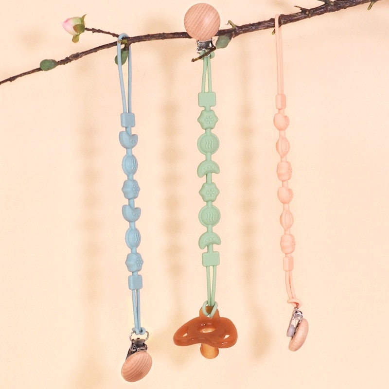 Lantisor pentru suzeta din silicon，Catarama din otel inoxidabil Anti ...