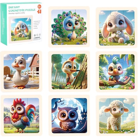 8 Pachete Puzzle din Lemn pentru Copii de 3-5 Ani, Puzzle Jigsaw pentru Copii Mici 3-5 Ani, 6 ...