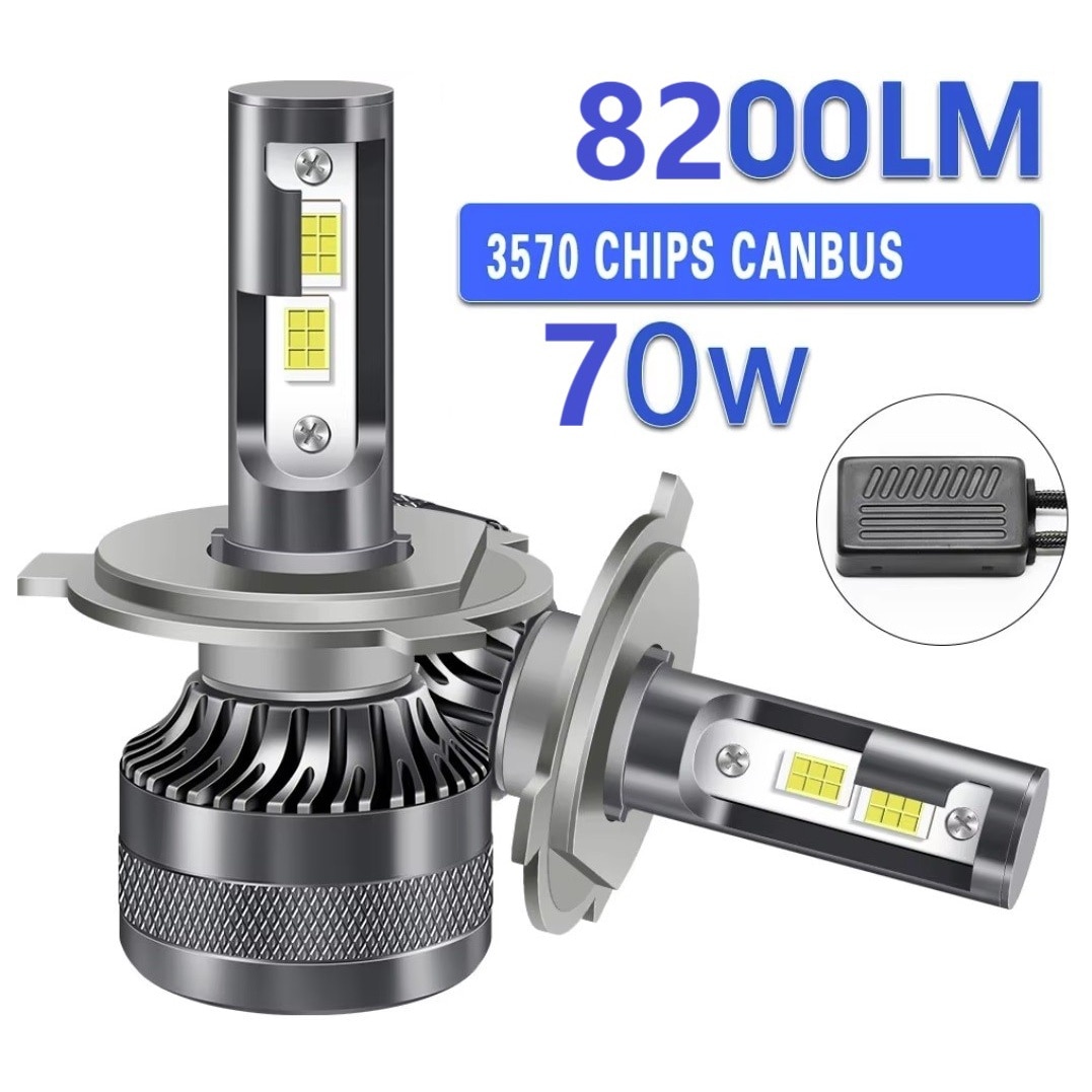 Set 2 Becuri LED Auto H4 Excitat® Premium, Luminozitate de 300%, Single 35w, 6000K, 12V ...