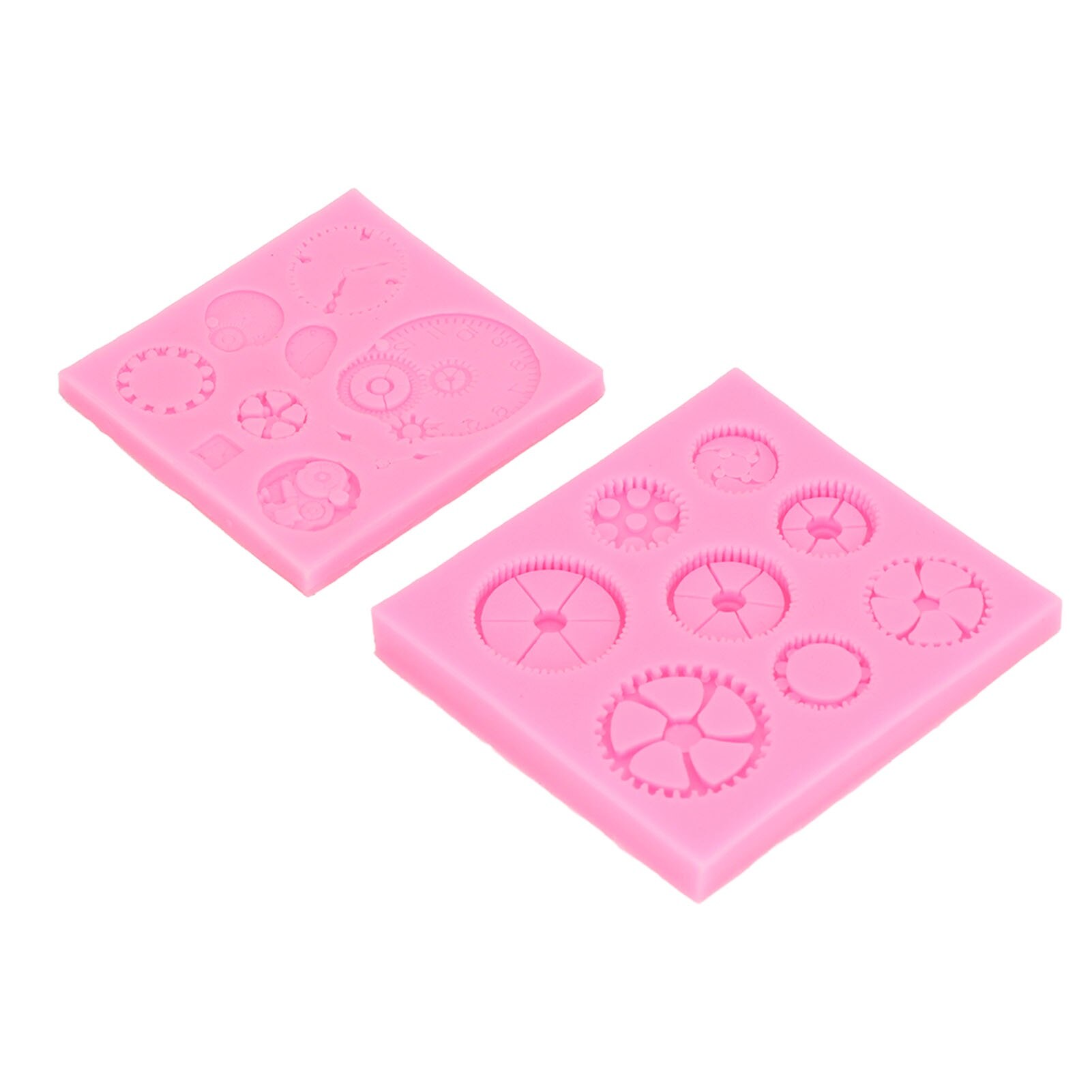 Set 2 forme de silicon pentru prajituri din angrenaje, roz, rezistente ...