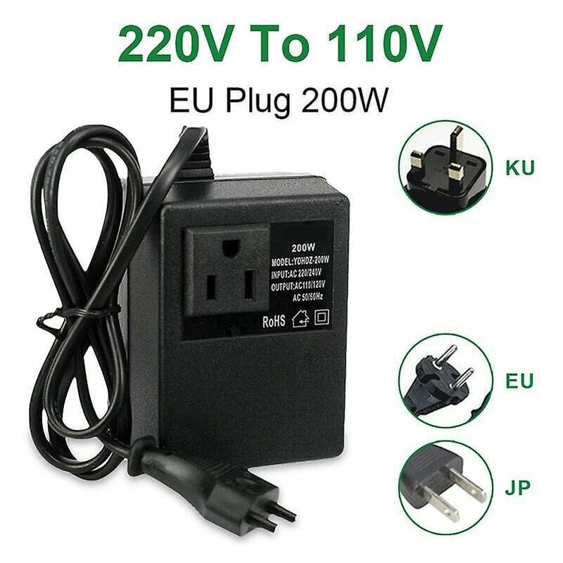 Transformator de tensiune 220V la 110V, Cozevdnt, Plastic, 200W, Negru ...