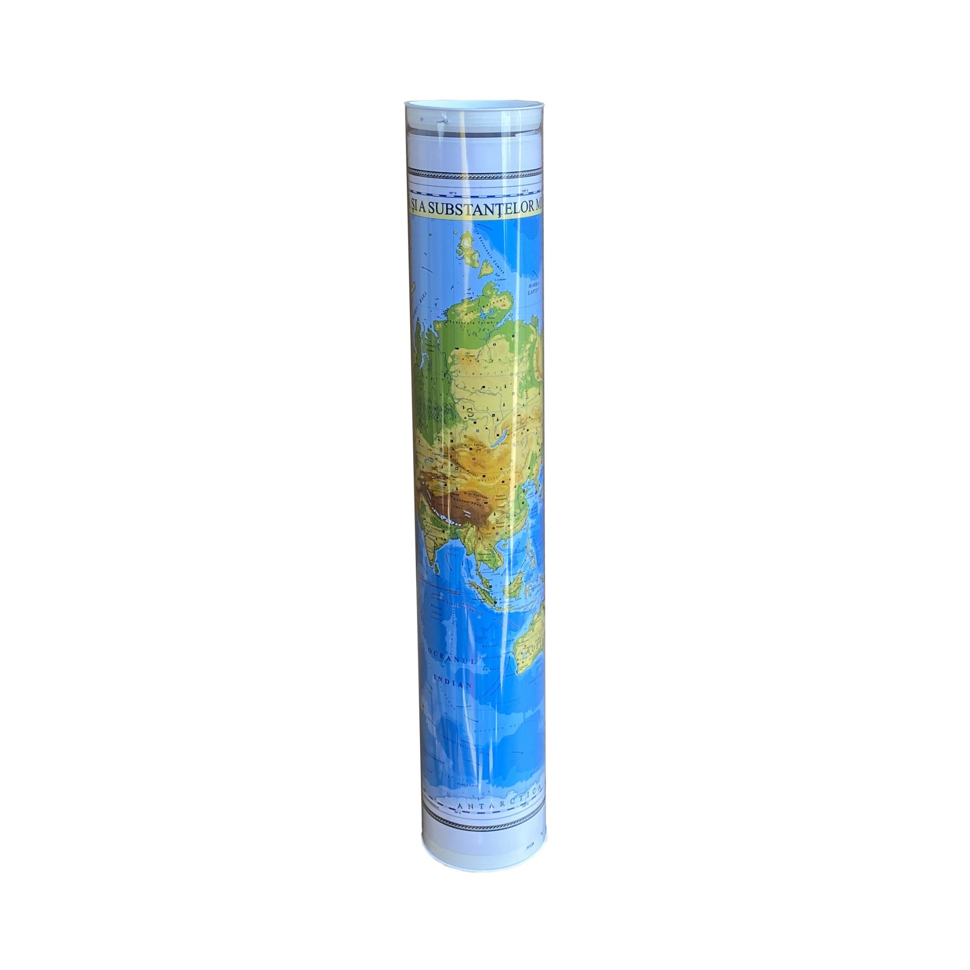 Harta fizica a lumii /Harta de contur (verso), 500x350 mm, fara sipci ...