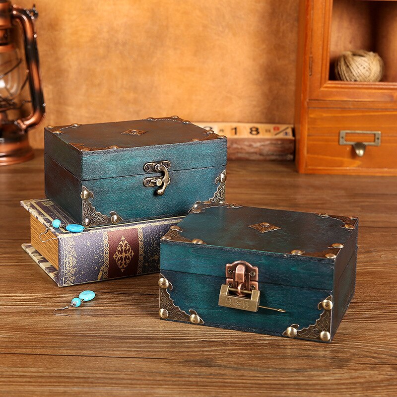 Cutie depozitare din lemn cu capac, Cozevdnt, design vintage, cu lacat ...