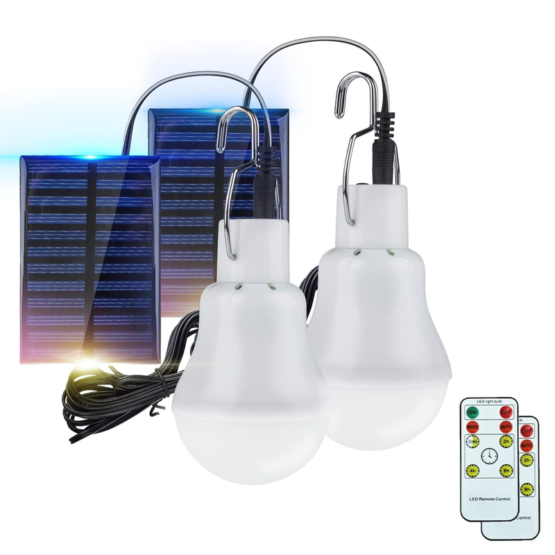 2 becuri LED cu panou solar, IP65 rezistent la apa, 1,5 W, 6 V, cablu 3 ...