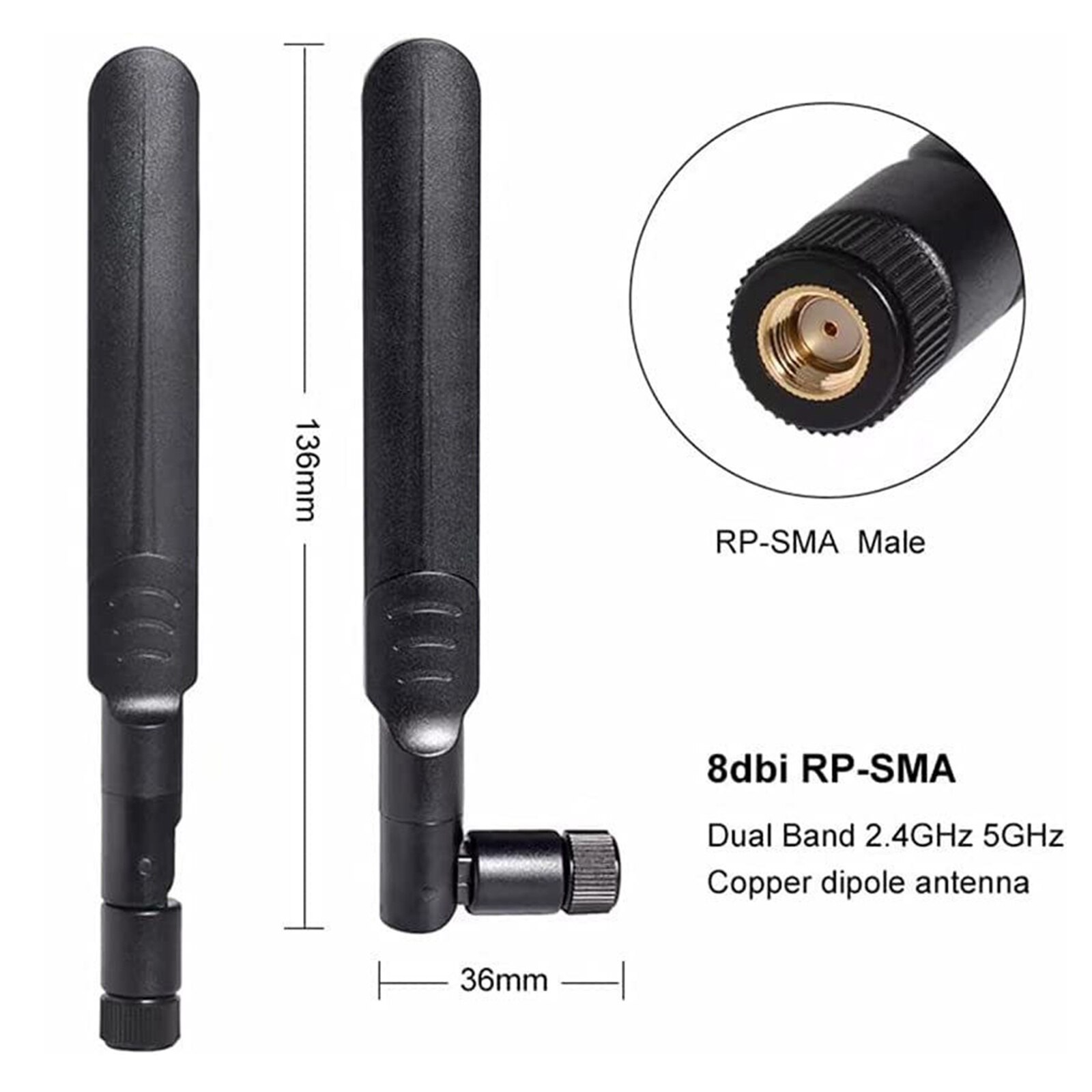 Set de 2 antena WiFI, Axroad Mall, 2.4GHz 5GHz Dual Band WiFi frecventa ...