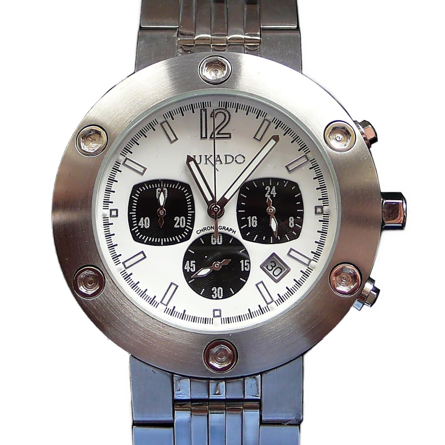 Ceas argintiu cu alb si negru Lukado Sporter - eMAG.ro