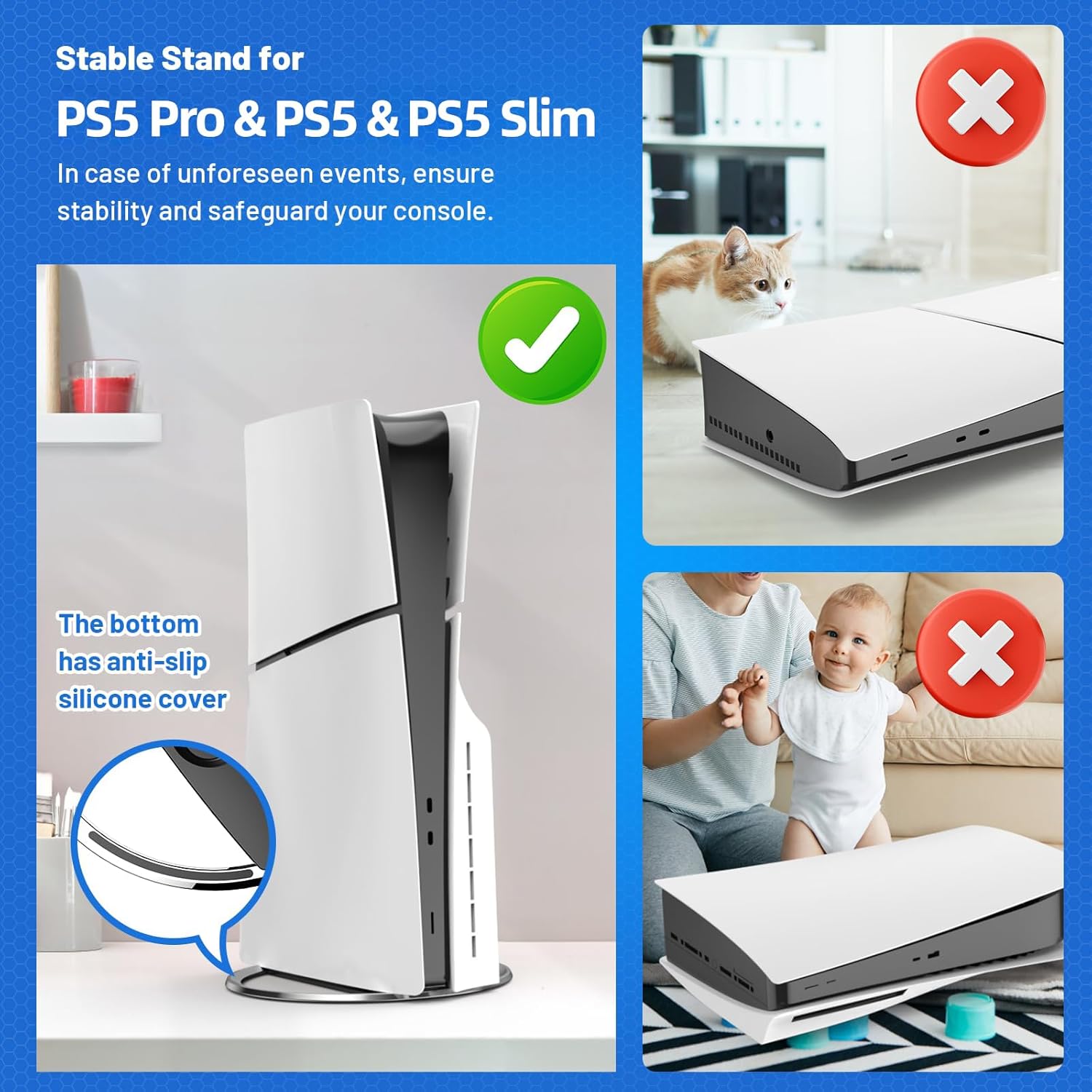 Compatibil cu suport vertical PS5/PS5 Pro/PS5 Slim pentru console de ...