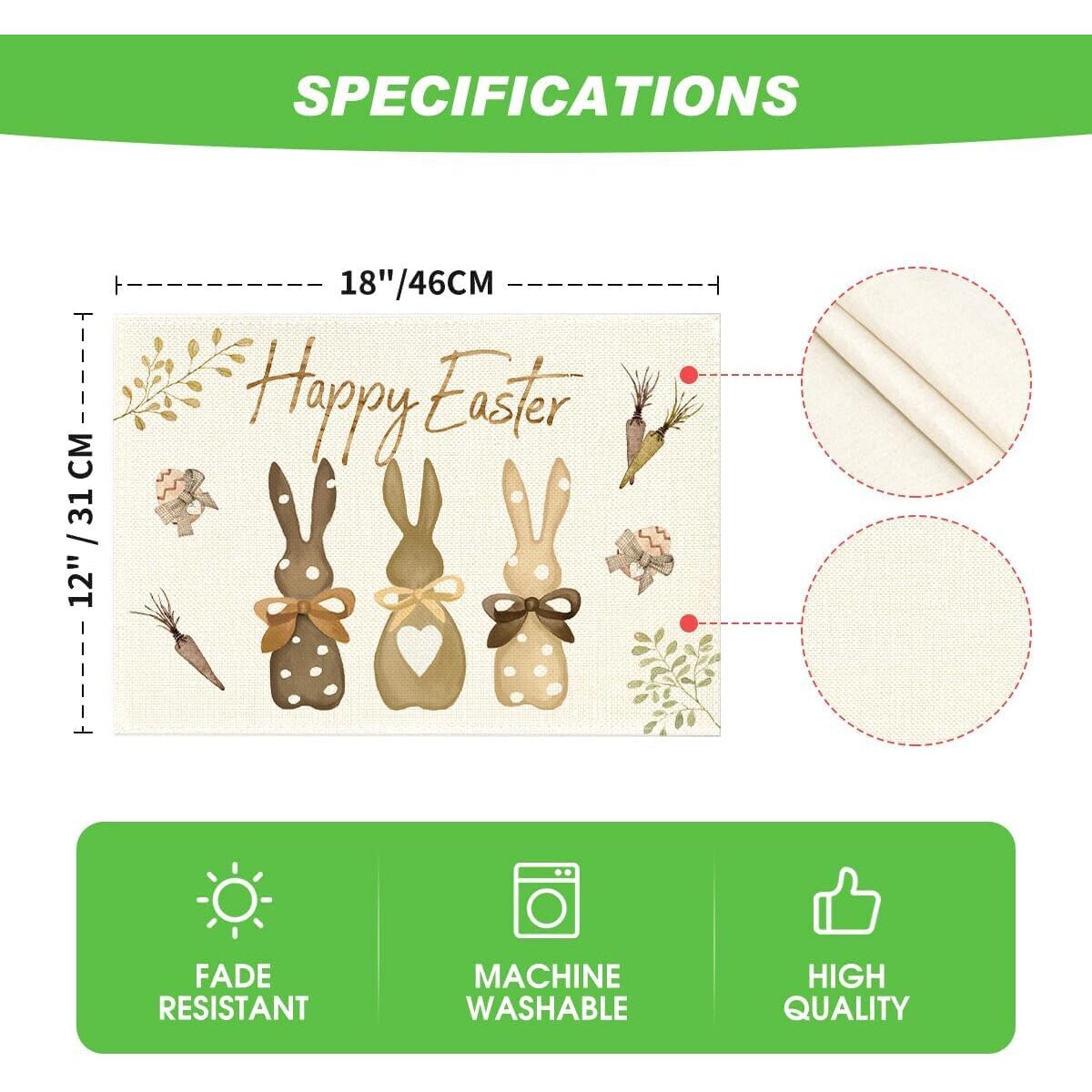 Set 4 servete pentru masa Sanvita, design morcovi si iepuri, 30x45cm ...